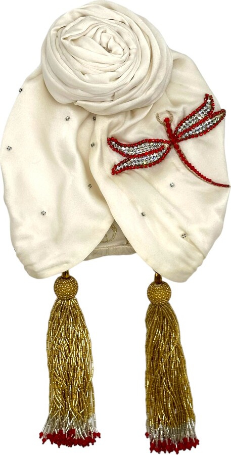 Julia Clancey - Edith Dragonfly Ivory Luxe Turban - ShopStyle Hats