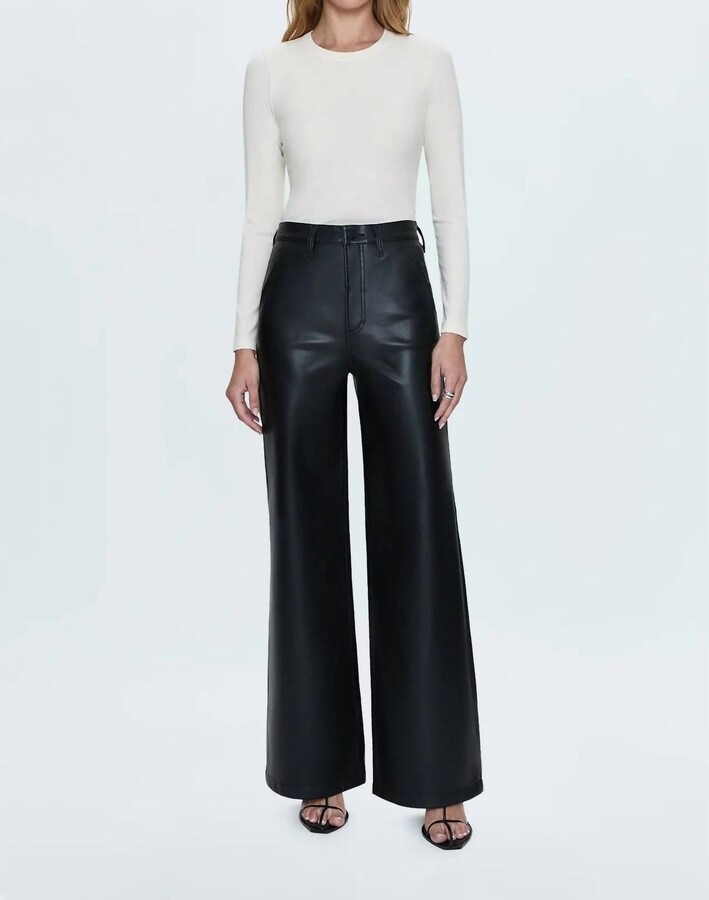 Pistola Denim Lana High Rise Ultra Wide Leather Pant In Slate Black ...