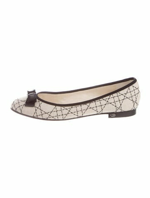 Christian Dior Cannage Pattern Bow Accents Ballet Flats - ShopStyle