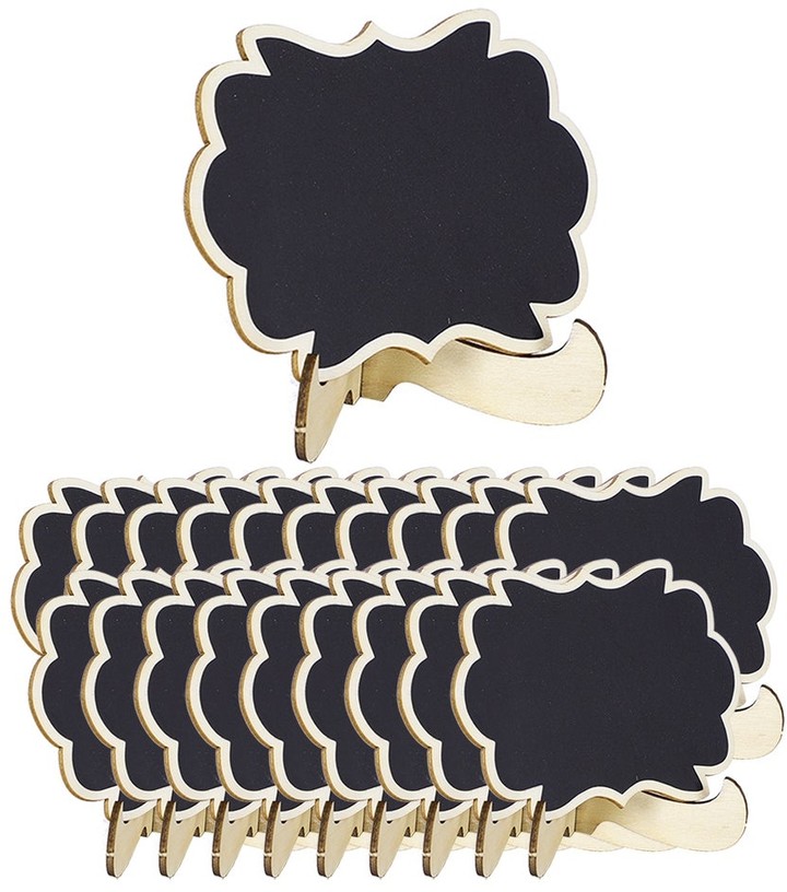 Unique Bargains 20pcs Wood Mini Chalkboard Tags w Easel Stand for ...