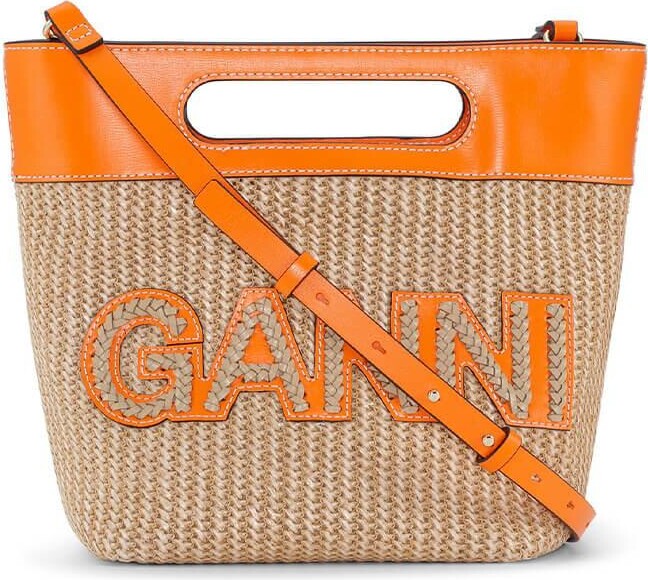 Ganni Kraft Orange Raffia Crossbody Bag - ShopStyle