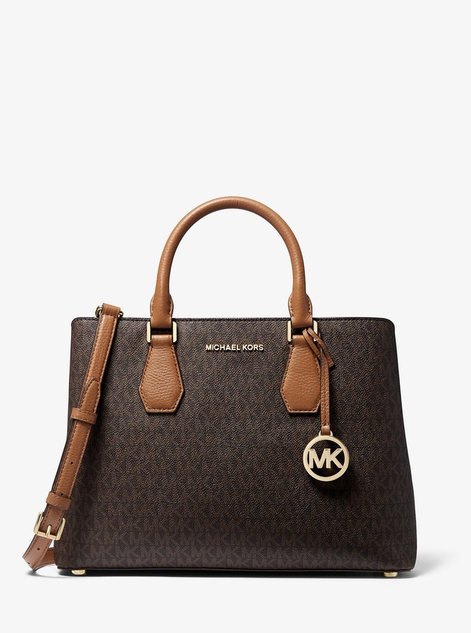 MICHAEL Michael Kors Camille Large Logo and Leather Satchel - ShopStyle