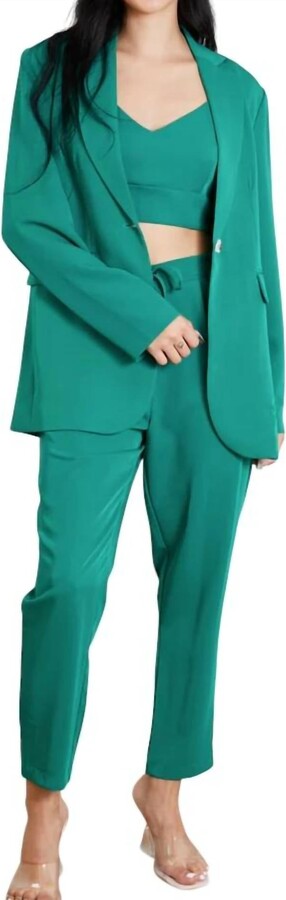 GEEGEE 3-Piece Bra, Blazer And Pant Set In Kelly Green - ShopStyle Plus ...