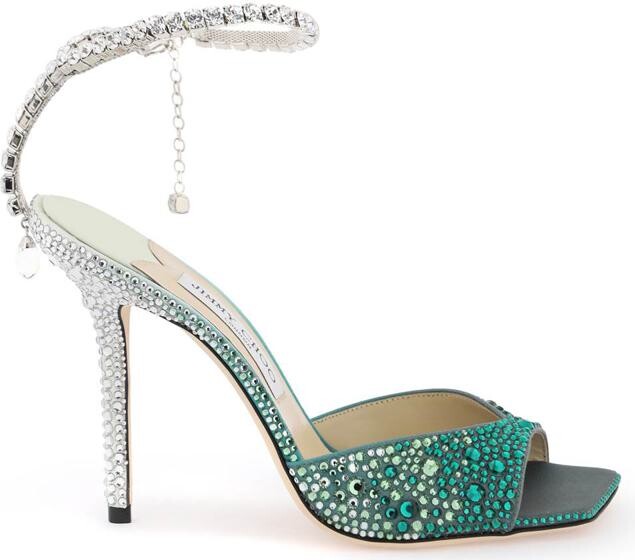 Jimmy Choo Saeda 100 Sandals With Degradé Crystals - ShopStyle