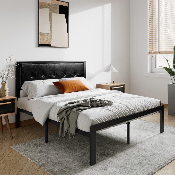 Global Pronex Full Metal Platform Bed Frame with Headboard & Footboard ...