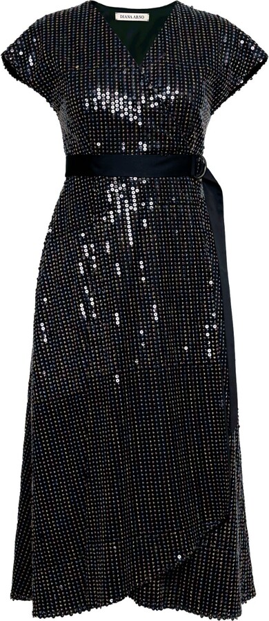 Diana Arno Adele Sequin Wrap Dress - ShopStyle