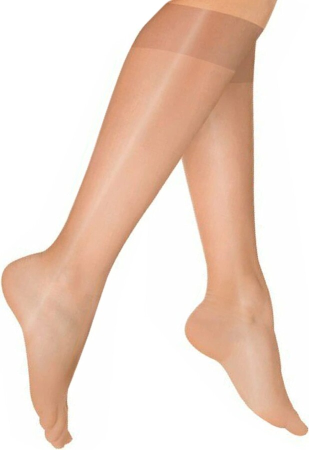 Pinochukka Pair of Shine Knee Highs 15 Denier Smooth Knit Casual ...