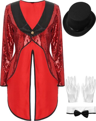 Runhomal Women's Circus Ringmaster Jacket Shiny Sparkling Sequin ...