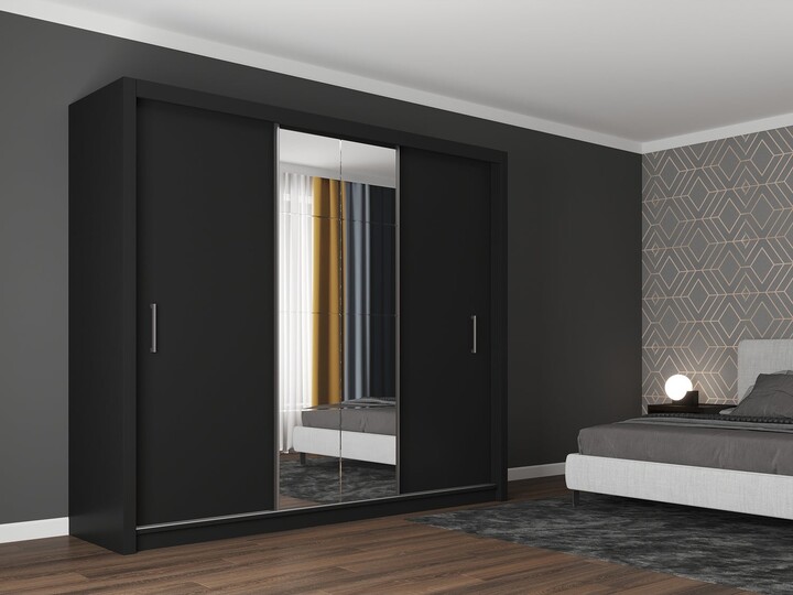 Skyler Design Peso Mirror Modern Wardrobe Armoire with Modular Interior ...