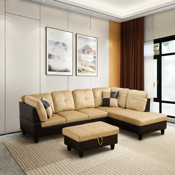 Prohon 103" L-Shaped Sectional Sofa with Right Chaise Lounge - ShopStyle