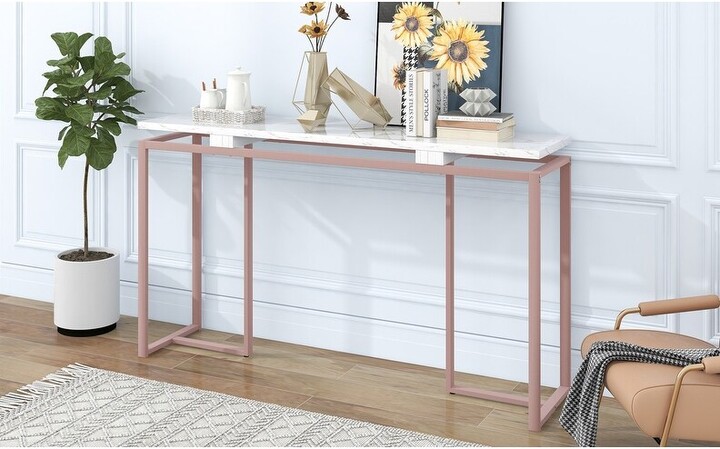 IGEMAN 63'' Modern Console Table, Extra Long Entryway Table with Metal ...