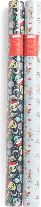 2pk Metallic Aliens Moped Santa Christmas Wrapping Paper Rolls ...