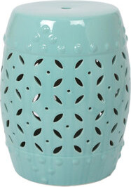 Dakota Fields Glazed Ceramic Drum Stool, Indoor/Outdoor Side Table - ShopStyle