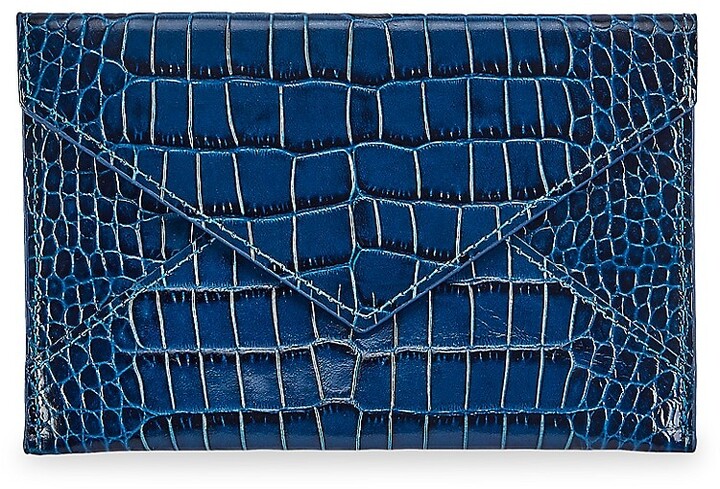 Graphic Image Gemstone Medium Croc-Embossed Leather Envelope Pouch ...