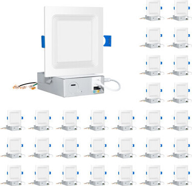 MW LIGHTING 30PK 4 Inch Canless 5CCT Ultra-Slim Square Baffle LED ...