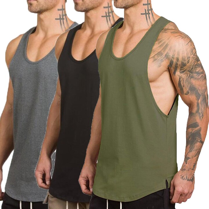 ZUEVI Muscle Tank Tops for Men Cut Open Sides Bodybuilding Vest Gym ...