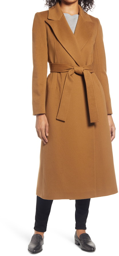 Fleurette 48 Peak Lapel Wrap Wool Coat Shopstyle