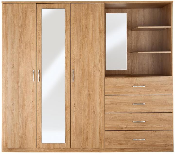 Combi Peru 3-Door, 4-Drawer Mirrored Wardrobe - ShopStyle Furniture