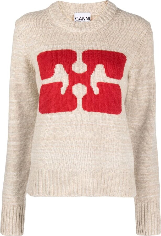 Ganni Logo wool jumper - ShopStyle Sweaters