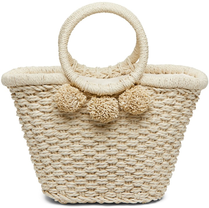 Banana Republic Pom Pom Straw Bucket Bag - ShopStyle