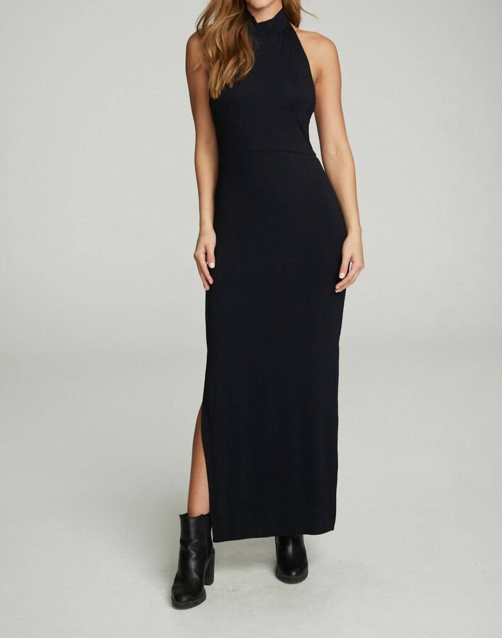 Chaser Open Back Side Slit Maxi Dress In True Black - ShopStyle