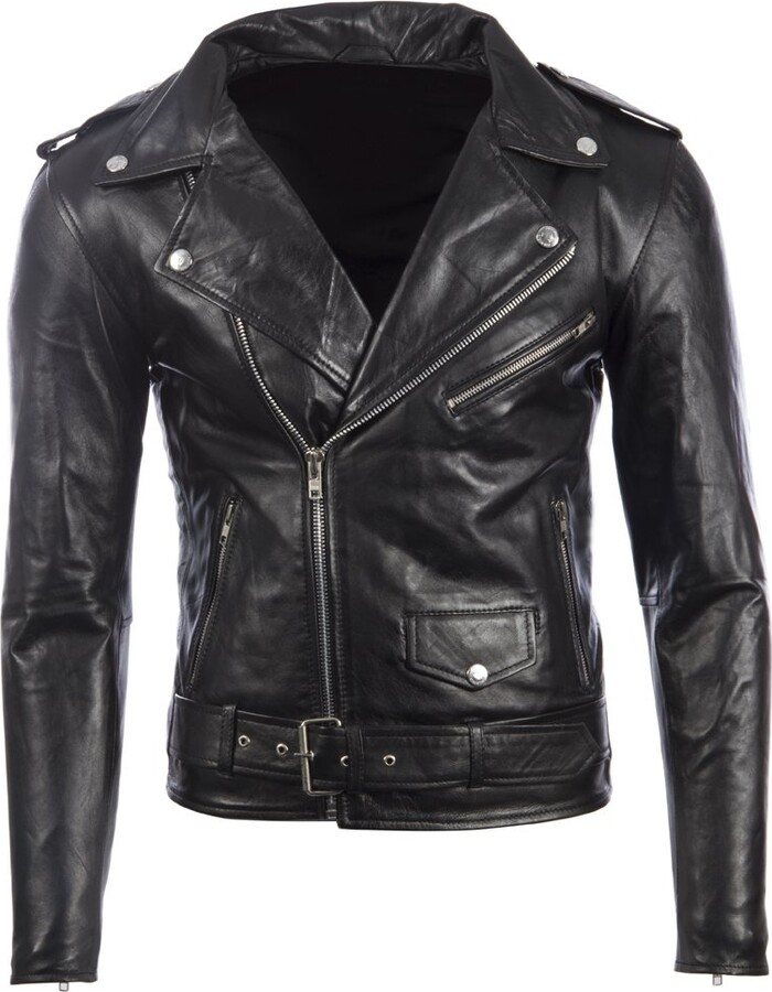 Aviatrix Men's Belted Biker Jacket in Real Cow Leather or Real ...