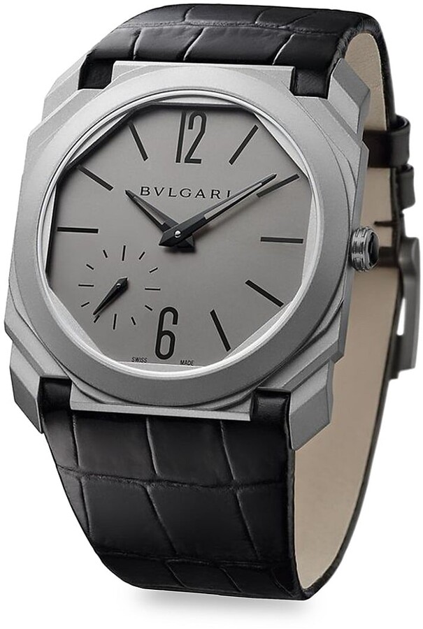Bvlgari Octo Finissimo Titanium & Alligator Strap Watch - ShopStyle