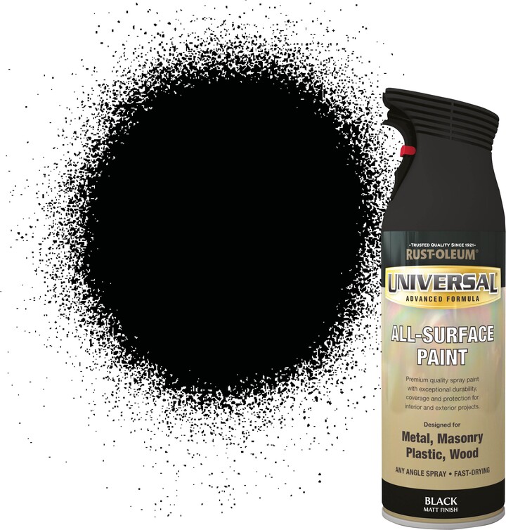 Rust-Oleum Matt Black Universal All-Surface Spray Paint 400ml Black ...