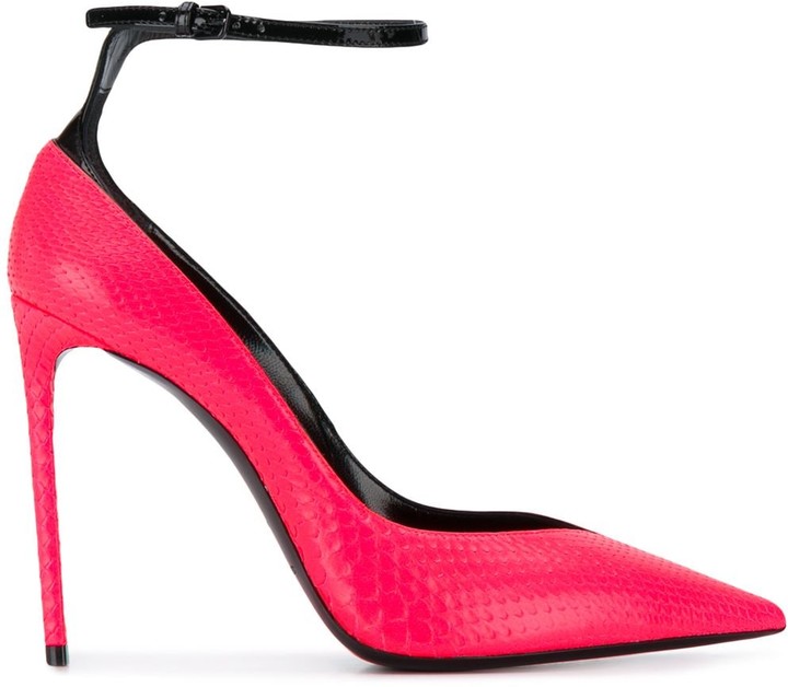 Saint Laurent Zoe snakeskin-effect fluorescent pumps - ShopStyle Shoes