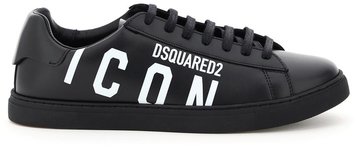 DSQUARED2 icon logo new tennis leather sneakers - ShopStyle