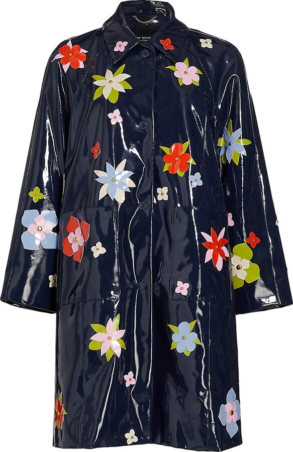 Kate Spade Floral Appliqué Rain Coat - ShopStyle