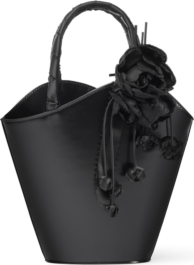 Natalie Dennis Iconic Infinity Handbag With Black Romantic Flower ...