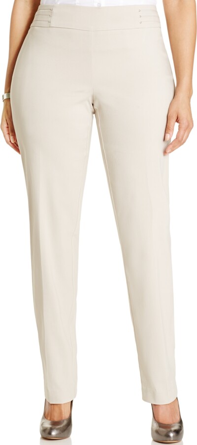 JM Collection Plus & Petite Plus Size Tummy Control Slim-Leg Pants ...