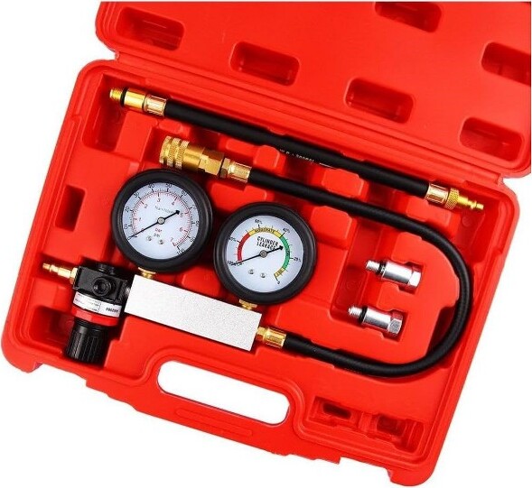 WhizMax 4PCS Engine Compression Tester Kit with Dual Gauge and Leakdown ...