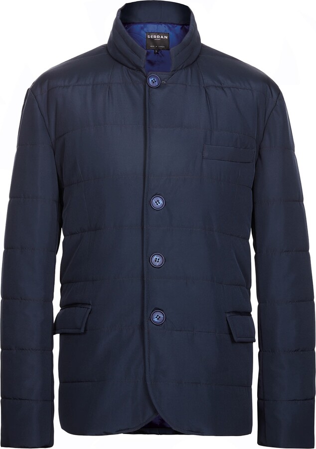 Serran London Men's Blue Puffer Suit Jacket - Navy - ShopStyle