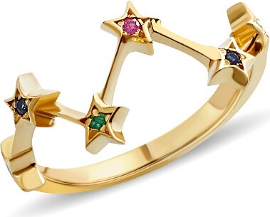 Mosuo Jewellery Women's Rainbow Star Ring - 14K Gold & Gemstones ...