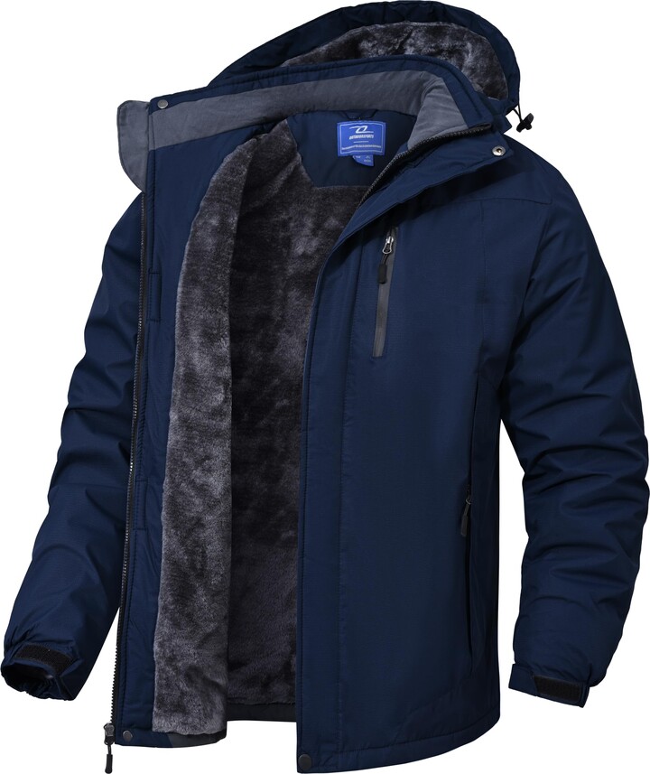 cioiniei Men's Waterproof Skiing Ice Jackets Multi-Pockets Hooded ...