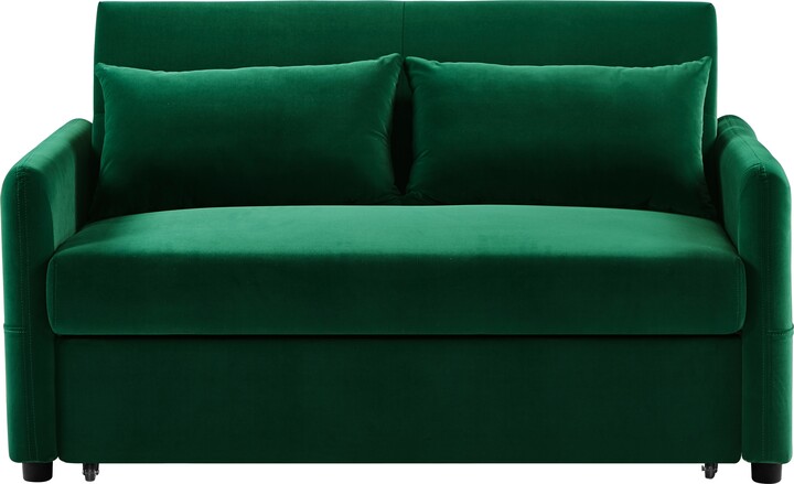 EDWINRAYLLC Modern Pull Out Sleeper Sofa Bed Velvet Adjustable Back ...