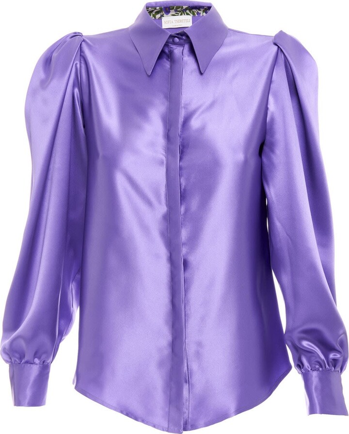 Sofia Tsereteli Women's Pink / Purple Purple Silk Blouse - ShopStyle Tops