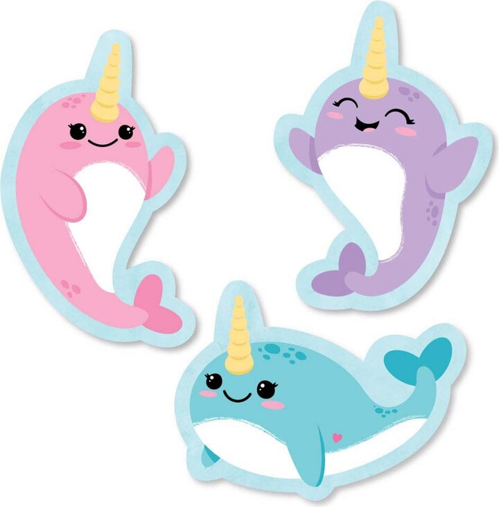 Big Dot Of Happiness Narwhal Girl - Diy Shaped Baby Shower or Birthday ...