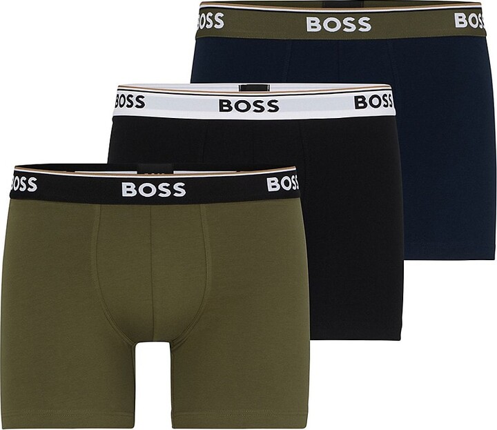 HUGO BOSS Three-Pack of Stretch-Cotton Boxer Briefs With Logos - ShopStyle