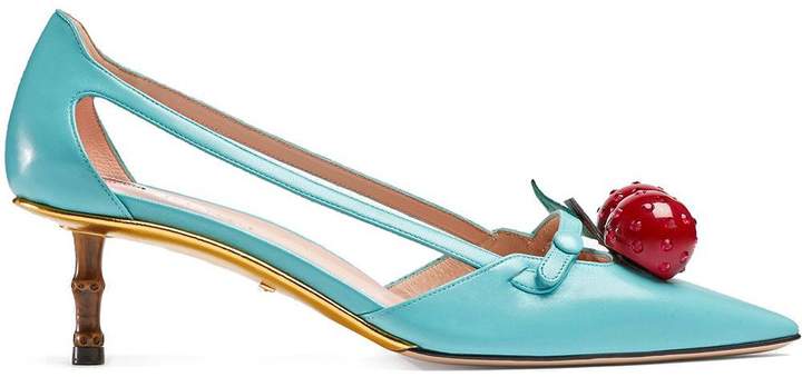 Gucci Leather cherry pump - ShopStyle