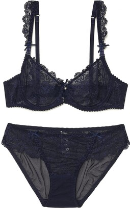 Aibrou Women Push Up Bra and Knickers Sets Lace Padded Lingerie Set Strappy Underwired 2 Piece ...