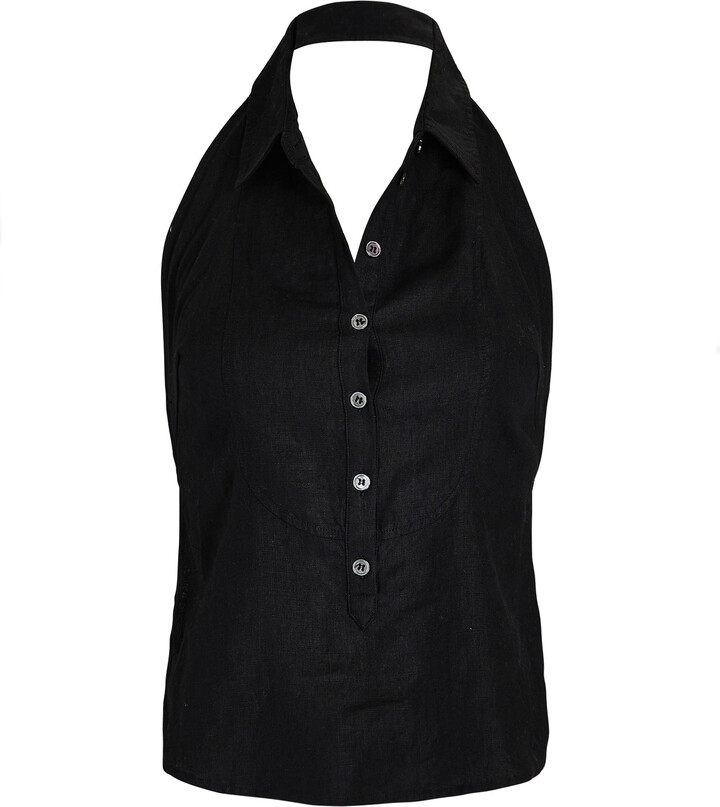 Marissa Webb Evie Open-Back Linen Halter Top - ShopStyle