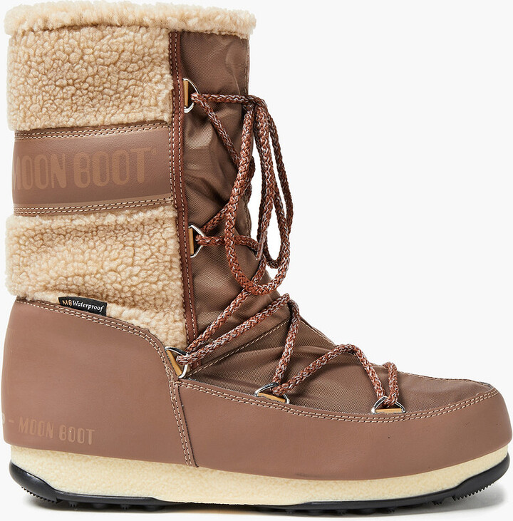 Moon Boot Monaco shearling-trimmed shell snow boots - ShopStyle