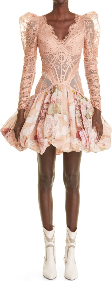 Zimmermann Dancer Puff Sleeve Silk & Linen Minidress - ShopStyle