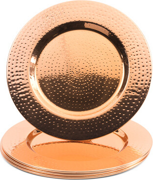 TJMAXX Set Of 4 Stainless Steel Hammered Metal Charger Plates - ShopStyle