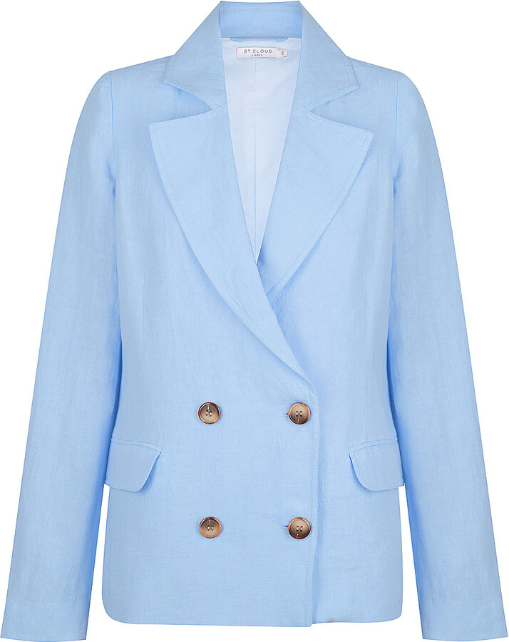 St Cloud Label - Ruby Relaxed Linen Blazer - Dusk Blue - ShopStyle
