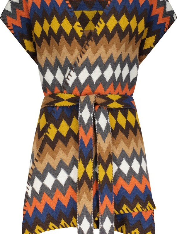 Minnie Rose Cotton Cashmere Multi Chevron Open Front Poncho Sweater - ShopStyle Casual Jackets