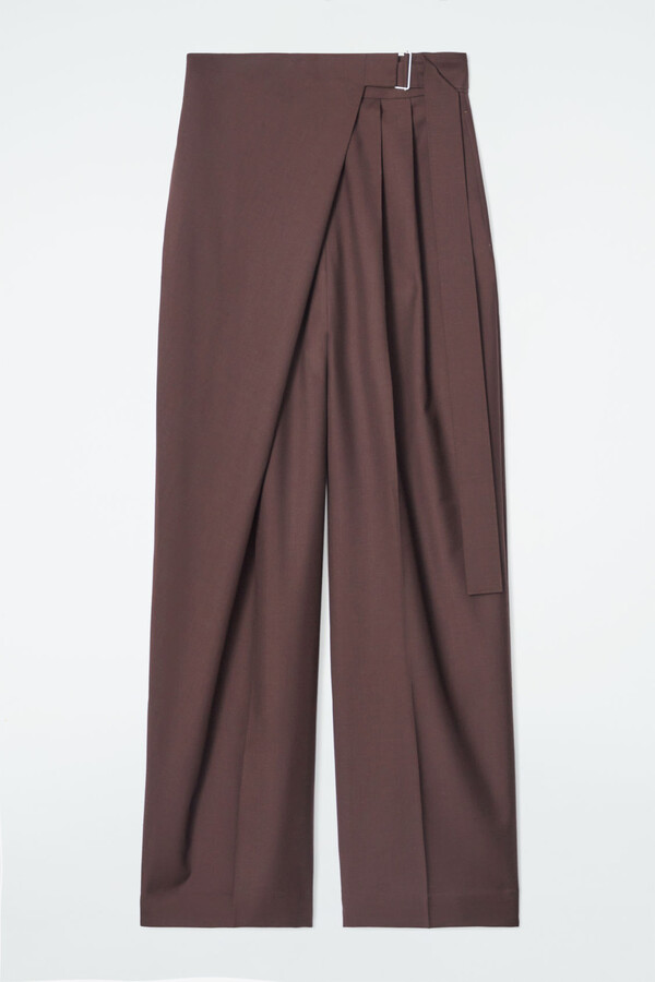 COS Belted Wrap-Front Wool Pants - ShopStyle